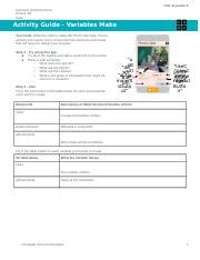 CSP Pilot U4L4 Activity Guide Variables Make Unit 4 Lesson 4 Docx Unit 4 Lesson 4 Name S