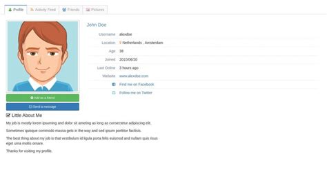 Bootstrap User Profile
