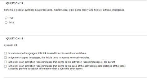 Solved Question 17 Scheme Is Good At Symbolic Data