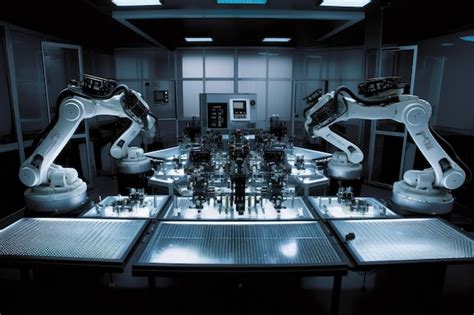 Premium Ai Image Automated Industrial Scene With Robots Conveyor