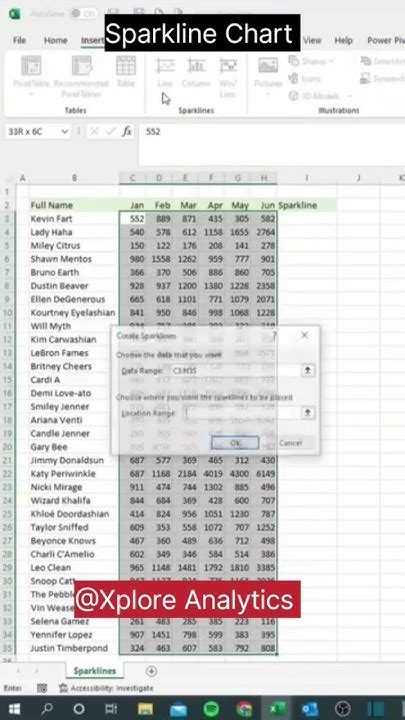 Use Smart Sparkline Chart In Excel Youtube Shorts Formula