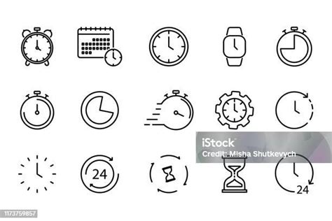 선형 아이콘의 시간 및 시계 집합입니다 시간 관리 타이머 속도 알람 복원 시간 관리 캘린더 등 웹 에 대한 시간 시계 시계 타이머 벡터 간단한 개요 아이콘의 컬렉션 24