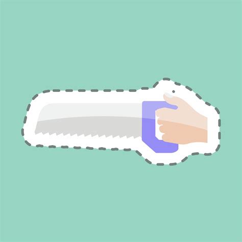 Sticker Line Cut Holding Saw Suitable For Hand Actions Symbol Simple Design Editable Design