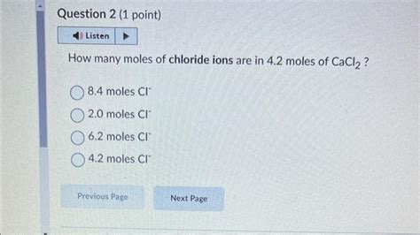 Solved How Many Moles Of Chloride Ions Are In Moles Of Chegg Com
