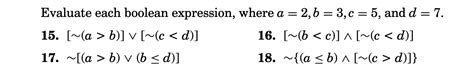Solved Evaluate Each Boolean Expression Where A Chegg Com