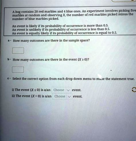 solved a bag contains 20 red marbles and 4 blue ones an experiment