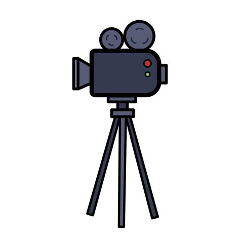 Cinematic Film Standing Camera Roll Colored Vector Icon Illustration
