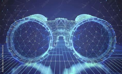 Digital Blue Binocular With Data Streams Ai In Visual Recognition