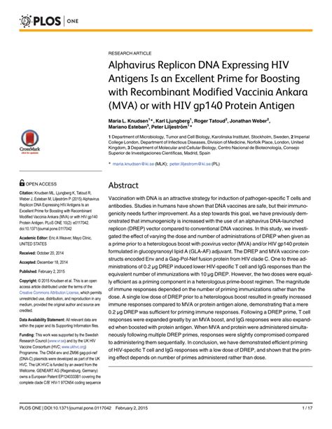 Pdf Alphavirus Replicon Dna Expressing Hiv Antigens Is An Excellent