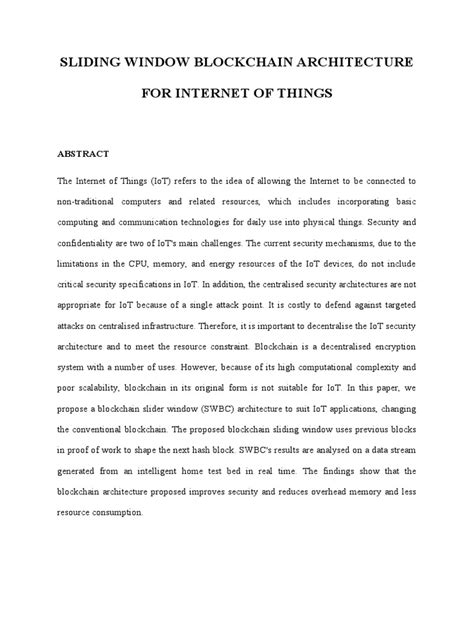 Sliding Window Blockchain Architecture For Internet Of Things Pdf