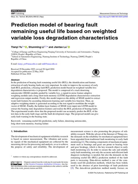 Prediction Model Of Bearing Fault Remaining Useful Pdf Signal To Noise Ratio Applied