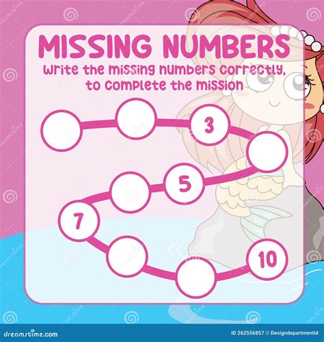 Missing Numbers Worksheet Write The Answer Correctly Stock Vector Illustration Of Practice