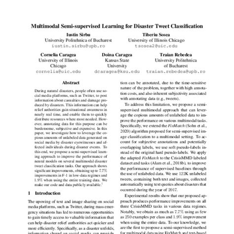 Multimodal Semi Supervised Learning For Disaster Tweet Classification Acl Anthology