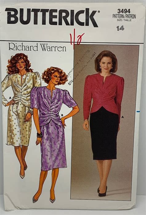 80s Skirt And Top Vintage 80s Butterick 3494 Sewing Pattern Ruched