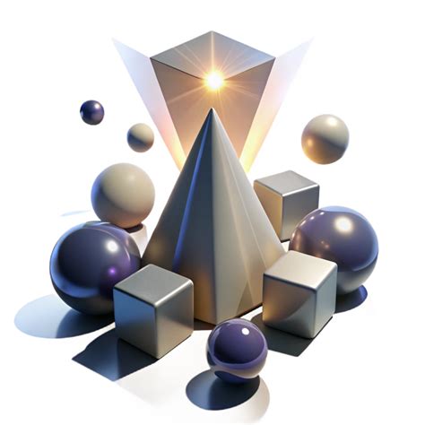 Elegant Minimalist Abstract 3d Geometric Composition Spheres Cubes And Pyramid Exclusive