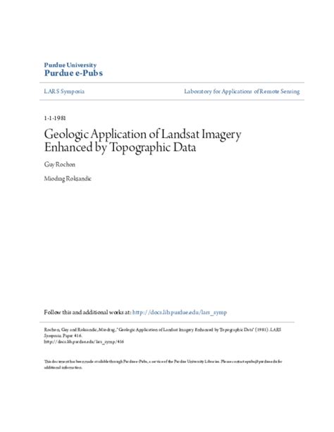 Pdf Geologic Application Of Landsat Imagery Enhanced By Topographic Data