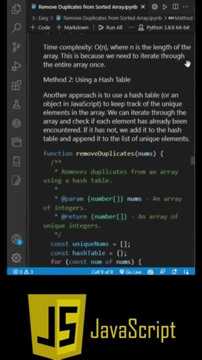 Leetcode Remove Duplicates From Sorted Array Javascript Solution With Explanation Youtube