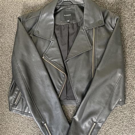 Glassons Cropped Leather Jacket Size 10 Fits Well Depop