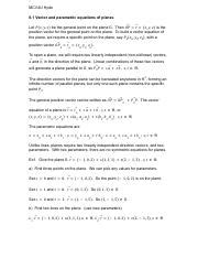Vector And Parametric Equations Of Planes Understanding Course Hero