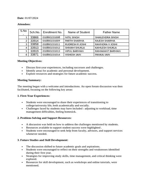 Mentor Mentee Meeting Pdf