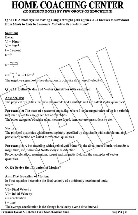 Education Is The Key To Success UNIT KINEMATICS Physics For Class IX Science Group