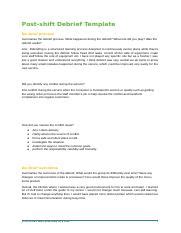 Post Shift Debrief Template And Conflict Resolution In The Course Hero