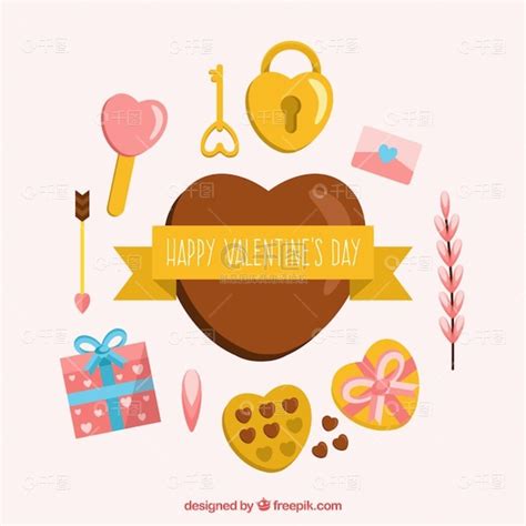 情人节免抠元素 带有黄色细节的情人节元素 素材免费下载 626像素 Ai格式 编号66687337 千图网