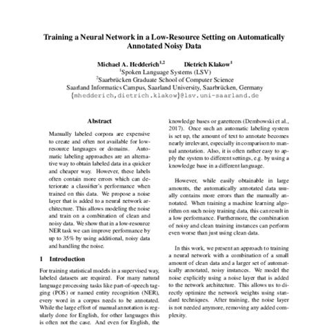 Training A Neural Network In A Low Resource Setting On Automatically
