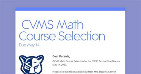 Cvms Math Course Selection