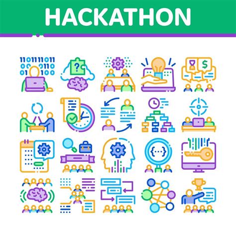 Hackathon Development Collection Icons Set Vector 17324547 Vector Art
