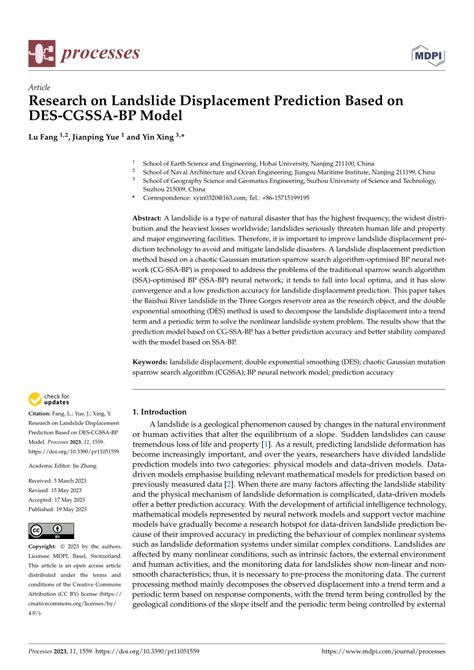 pdf research on landslide displacement prediction based on des cgssa