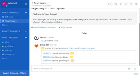 publish gitlab notifications to mattermost cylab be