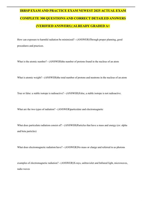 Irrsp Exam And Practice Exam Newest 2025 Actual Exam Complete 300 Questions And Correct Detailed