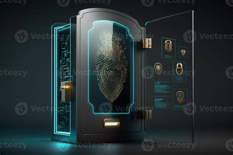 A Digital Screen With A Fingerprint Scanner Indicating Biometric Security Measures To Access