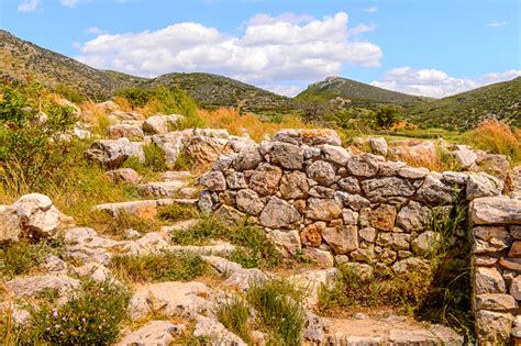 미케네 펠로폰네소스 반도 그리스 그리스 문명의 중심의 고 대 유적 미케네는 그리스에서 유명한 고고학 사이트입니다 유네스코 세계 유산 사이트 고대의에 대한 스톡 사진 및 기타
