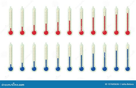 Set Of Stylized Room Thermometers With Different Temperature Readings