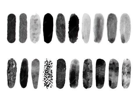 블랙 세트 페인트 잉크 브러시 브러시 스트로크 브러시 컬렉션 브러시 스트로크 페인트 상자 흰색 배경 무료 벡터