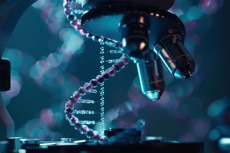 Premium Photo The Dna Strands Twist And Coil Under The Microscop