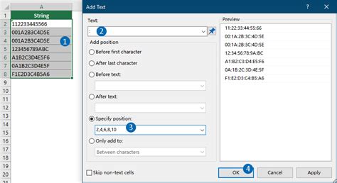 Format Mac Addresses In Cells By Adding Colon Symbol In Excel