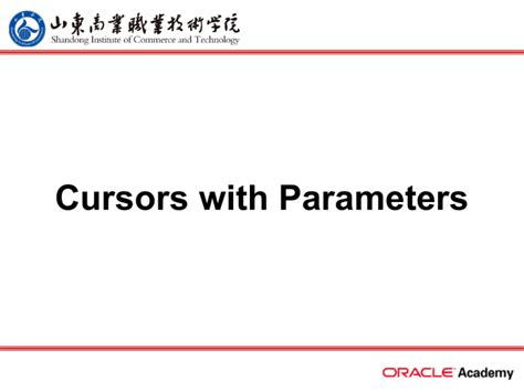 Cursors With Parameters