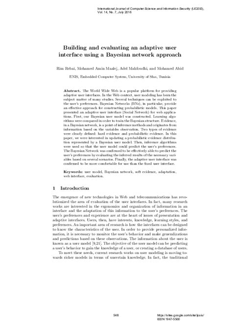 Pdf Building And Evaluating An Adaptive User Interface Using A Bayesian Network Approach