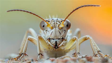 Detailed Macro View Of An Extraordinary Grasshopper Revealing Delicate Textures Stock