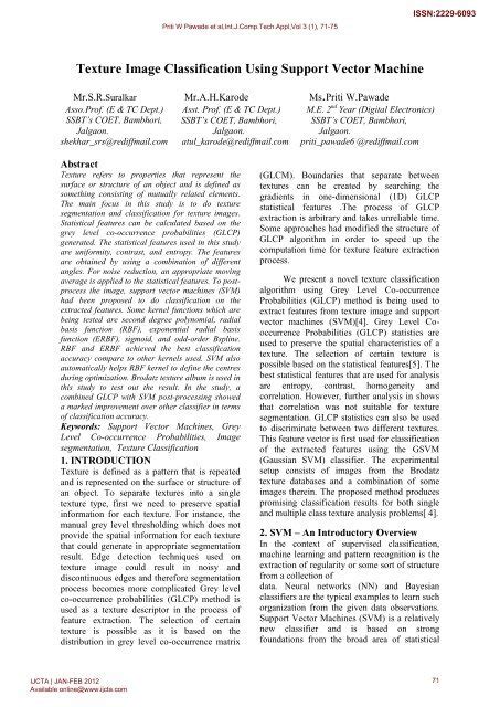 Texture Image Classification Using Support Vector Machine