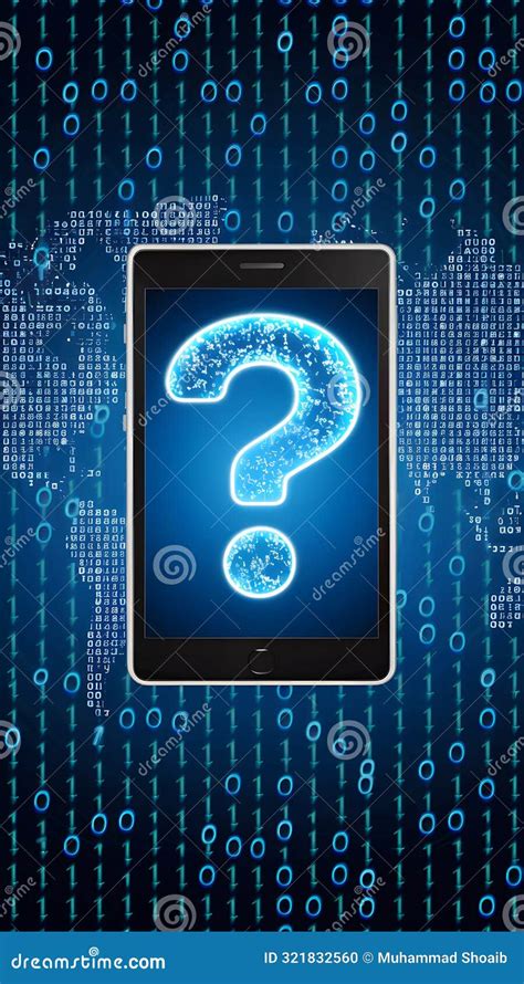 Digital Device With Glowing Question Mark On Screen Surrounded By