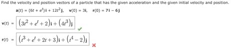 Solved Find The Velocity And Position Vectors Of A Particle Chegg