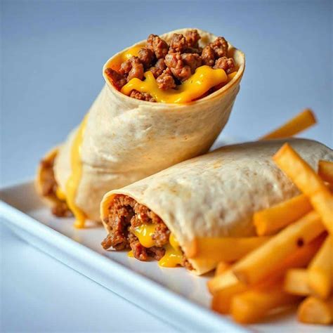 Cheesy Beef Burritos With Fries Forfoodiefriends