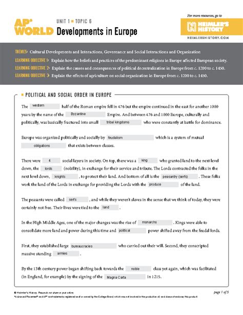 Ap World Unit 1 Topic 6 Noteguides H E I M L E R S H I S T O R Y C O
