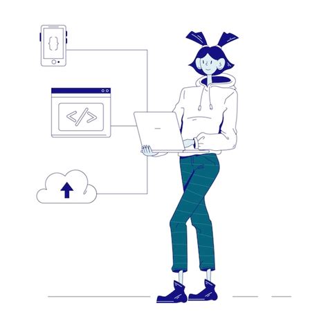 Premium Vector Programmer Saves Data In Cloud