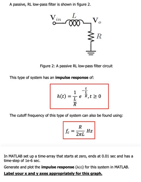 Solved A Passive RL Low Pass Filter Is Shown In Figure Chegg Com