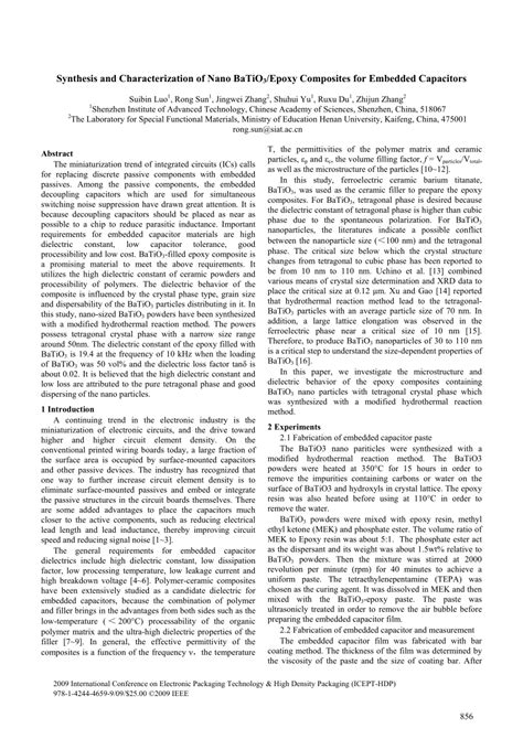 Pdf Synthesis And Characterization Of Nano Batio3epoxy Composites